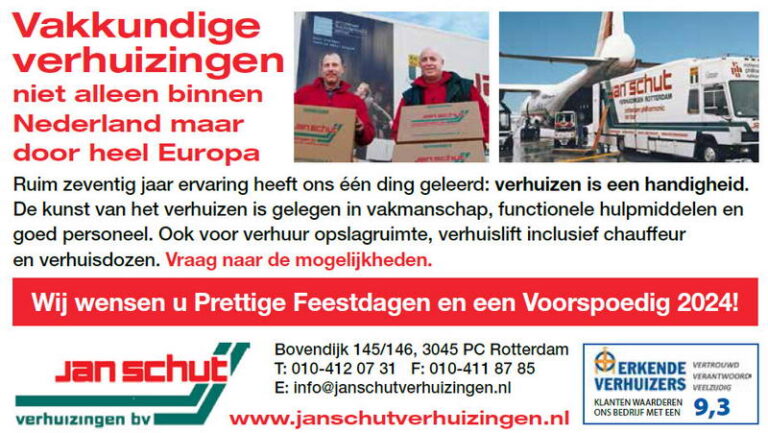 Jan Schut: wij wensen u prettige feestdagen en een voorspoedig 2024 ...